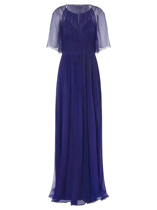 Alberta Ferretti Plissé Maxi Dress - Blue