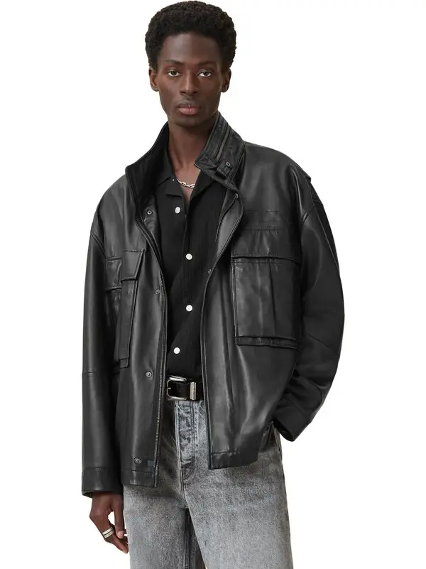 ALLSAINTS Halton Leather Jacket - Black