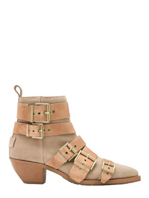ALLSAINTS Jane Buckle Pointed Leather Ankle Boots - Brown