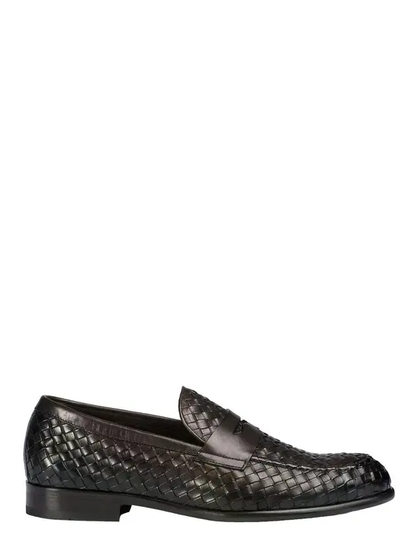 DOUCAL'S Woven Leather Loafers - Brown