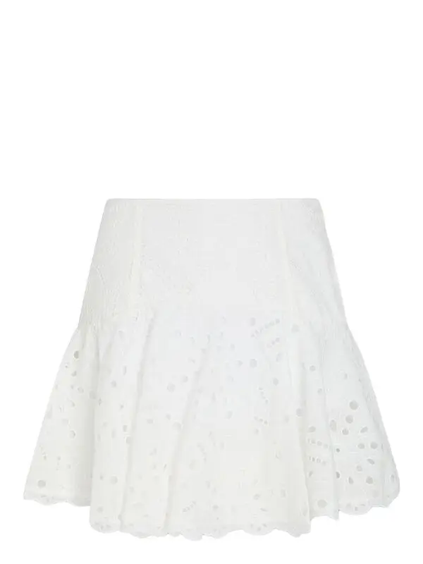 Charo Ruiz Ibiza Saria Broderie Anglaise Mini Skirt - White