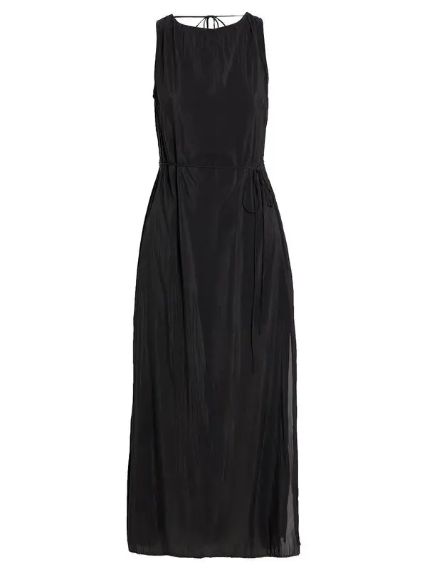 Solid & Striped Crinkled Crepe De Chine Midi Dress - Black