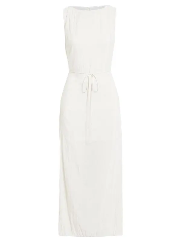 Solid & Striped Crinkled Crepe De Chine Midi Dress - Off-white