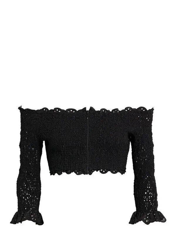 Charo Ruiz Ibiza Broderie Anglaise Cotton-blend Top - Black