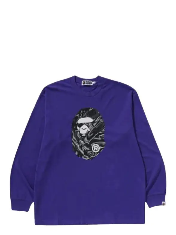 A BATHING APE Marbling Camo Ape Head Relaxed Fit Tee Shirt - Purple