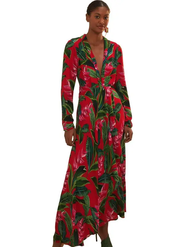 Farm Rio Dream Garden Maxi Dress - Dream Garden Red
