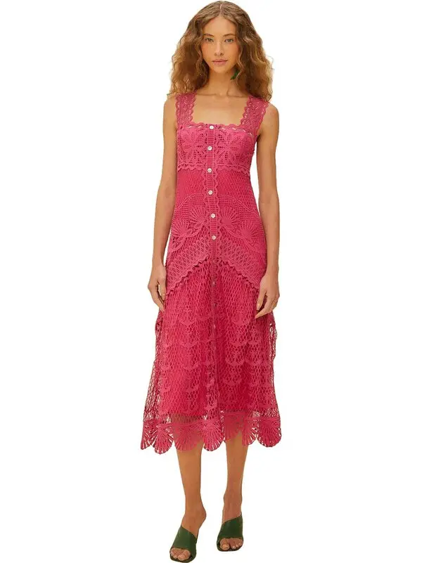 Farm Rio Guipure Maxi Dress - Pink
