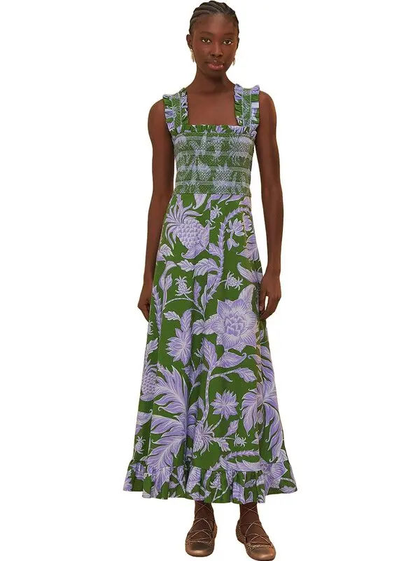 Farm Rio Tropical Print Midi Dress - Tropical Swing Green