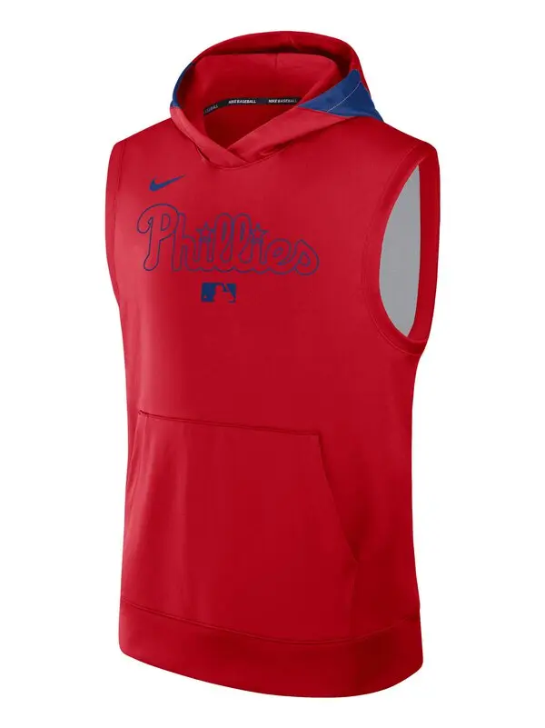 Nike Philadelphia Phillies Authentic Collection Dri-fit Mlb Sleeveless Pullover Hoodie - Red