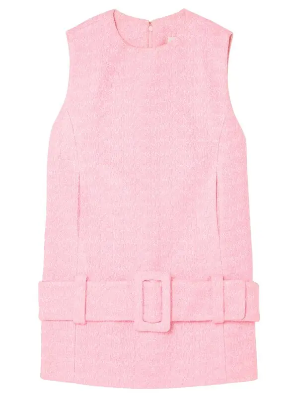 Patou Belted Cotton-blend Bouclé-tweed Mini Dress - Pink
