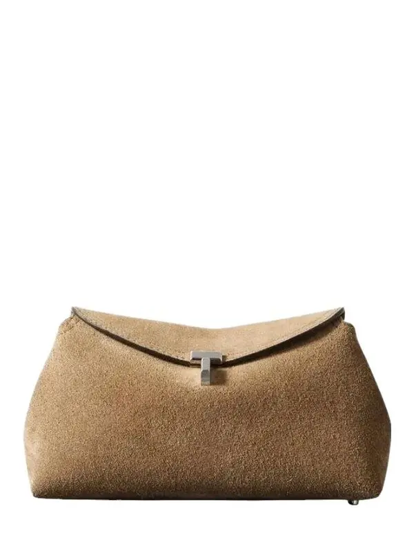 TOTÊME T-lock Suede Clutch - Brown