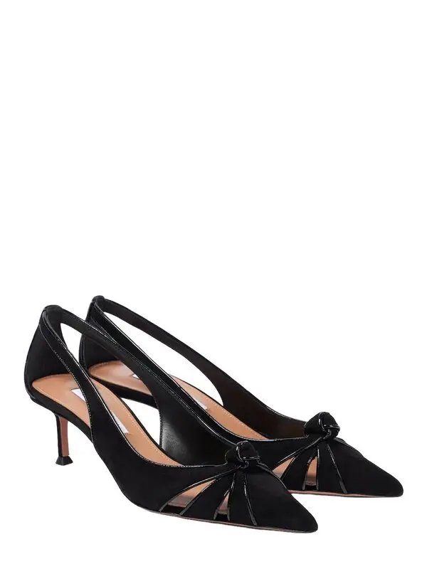 AQUAZZURA Premiere 50 Leather-trimmed Suede Pumps - Black