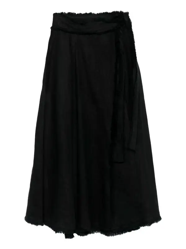 P.a.r.o.s.h Linen Midi Skirt - Black