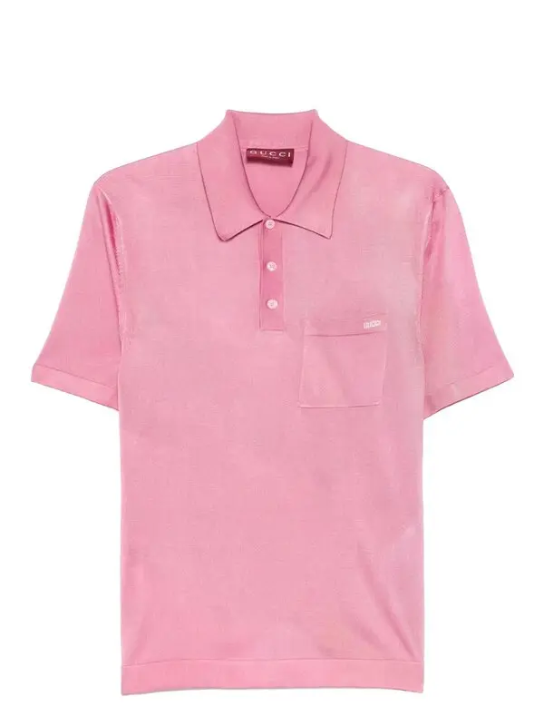 Gucci Fine-knit Silk Polo Shirt - Pink