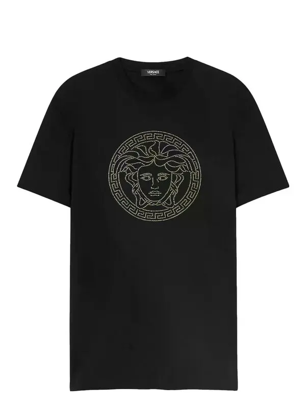 Versace Medusa Embellished T-shirt - Black