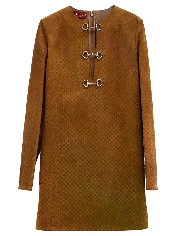Gucci Suede Mini Dress - Brown