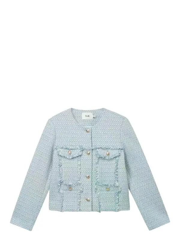 B+AB Round Neck Tweed Jacket - Blue