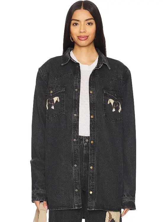 UNDERSTATED LEATHER Horsey Shirt - Black
