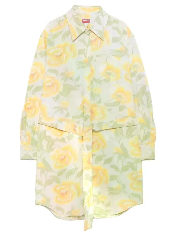 Kenzo Peonies Mini Dress - Yellow