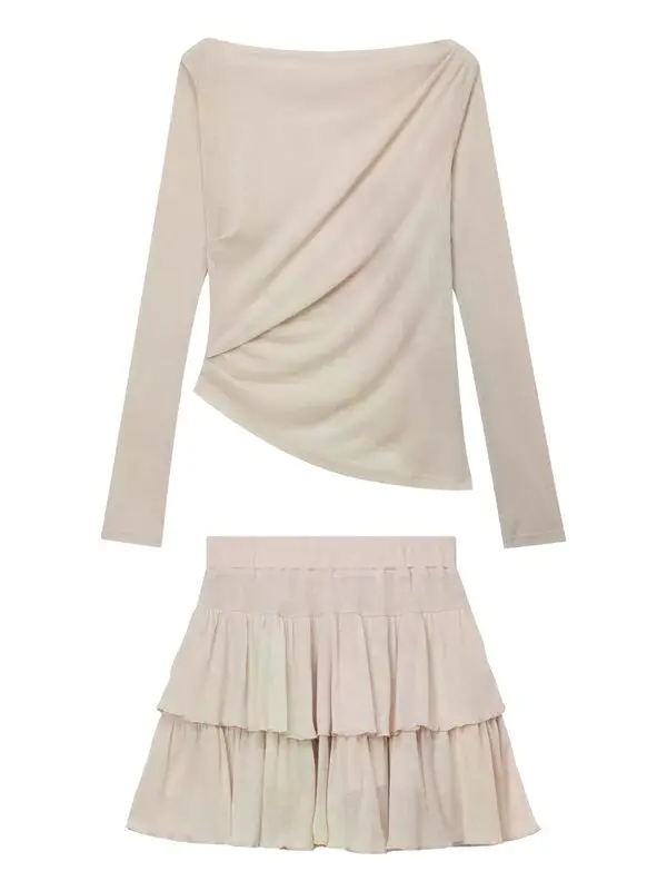 B+AB Ruffled Mini Skirt - Neutrals