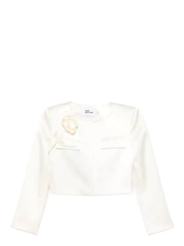 SELF-PORTRAIT 3d-flower Satin Jacket - White