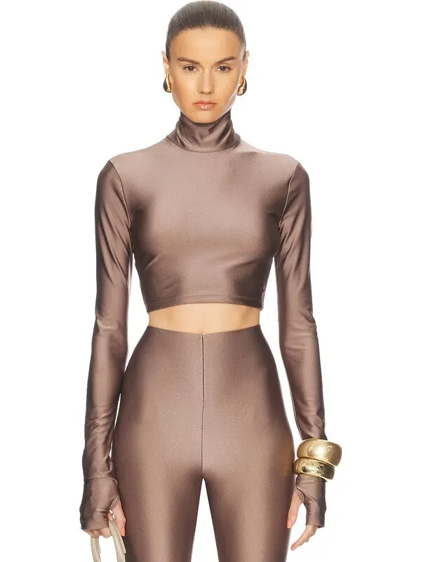 Andamane Orchid Turtleneck Crop Top - Greige