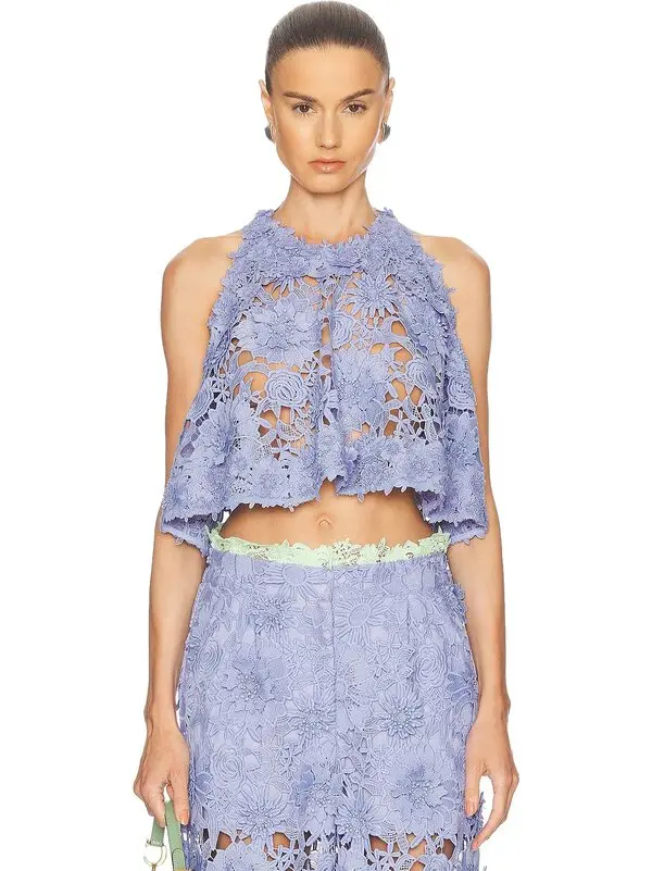 AKNVAS Lola Floral Lace Top - Delphinium Blue
