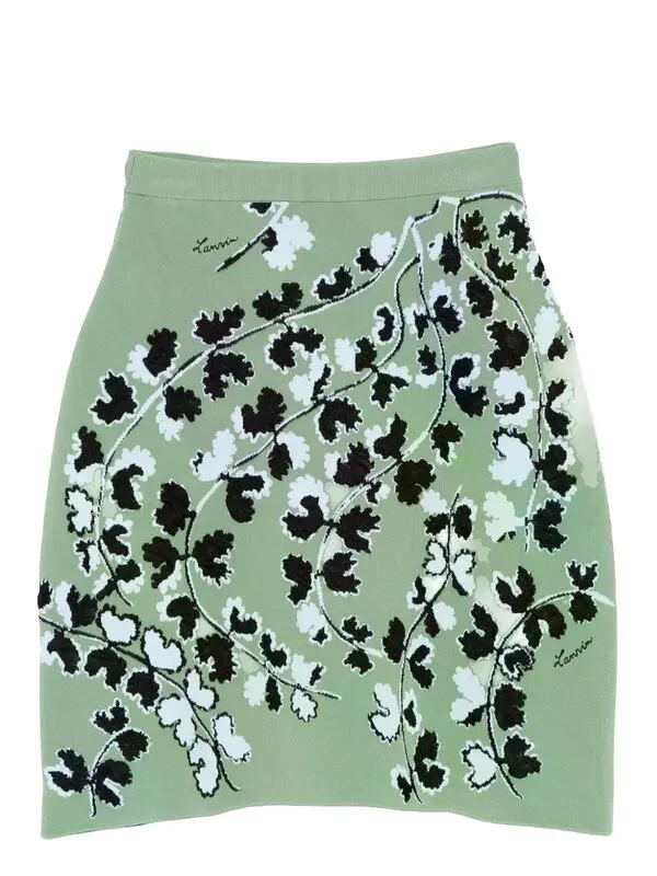 LANVIN Floral-jacquard Mini Skirt - Green