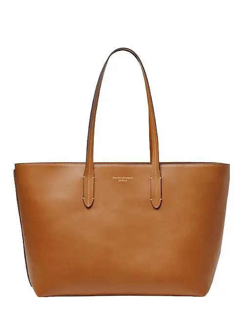 ASPINAL OF LONDON Zipped Leather Tote Bag - Tan