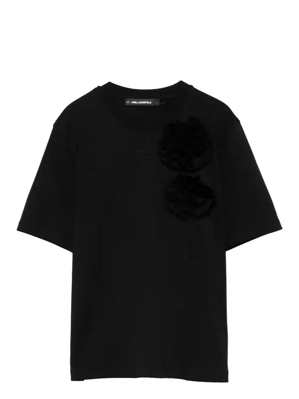 Karl Lagerfeld Floral-appliqué T-shirt - Black