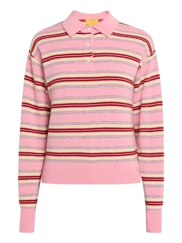Guest In Residence Collegiate Stripe Cashmere Polo - Sprinkle C