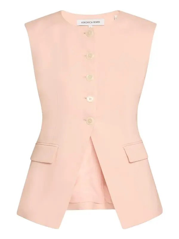 Veronica Beard Lois Linen Vest - Pink Shell