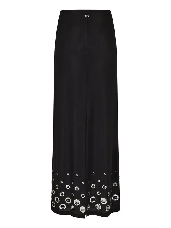 Rabanne Eyelet-detailed Cupro Maxi Skirt - Black