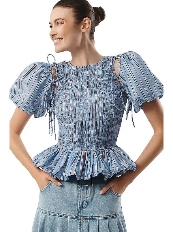 DAMSON MADDER Becca Removable-sleeve Blouse - Blue