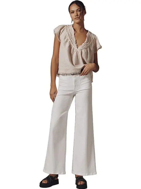 FRAME Le Slim Palazzo Modernist Pocket High-rise Wide-leg Jeans - White