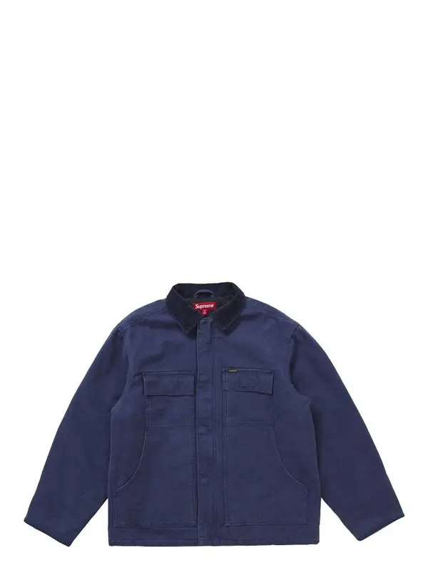 Supreme Old English Canvas Work Jacket - Navy Blue