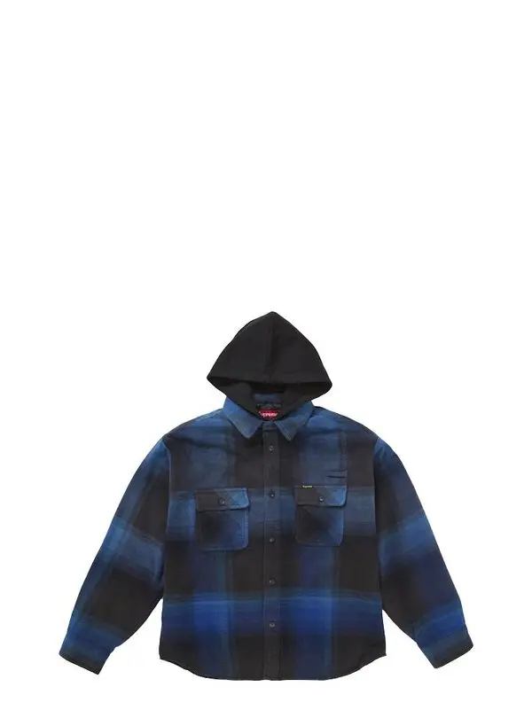 Supreme Quilted Lined Hooded Flannel Shirt - Blue Plaid