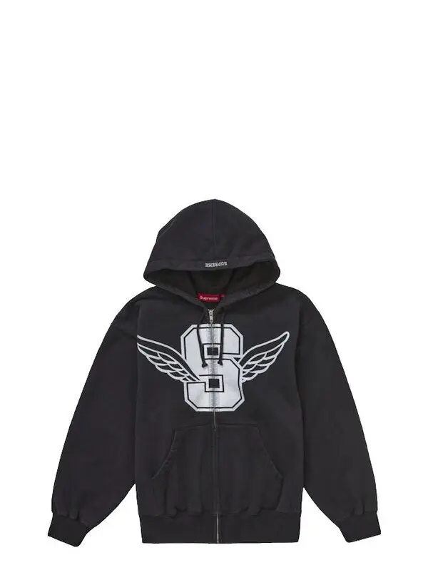 Supreme Wings Zip Up Hooded Sweatshirt - Black