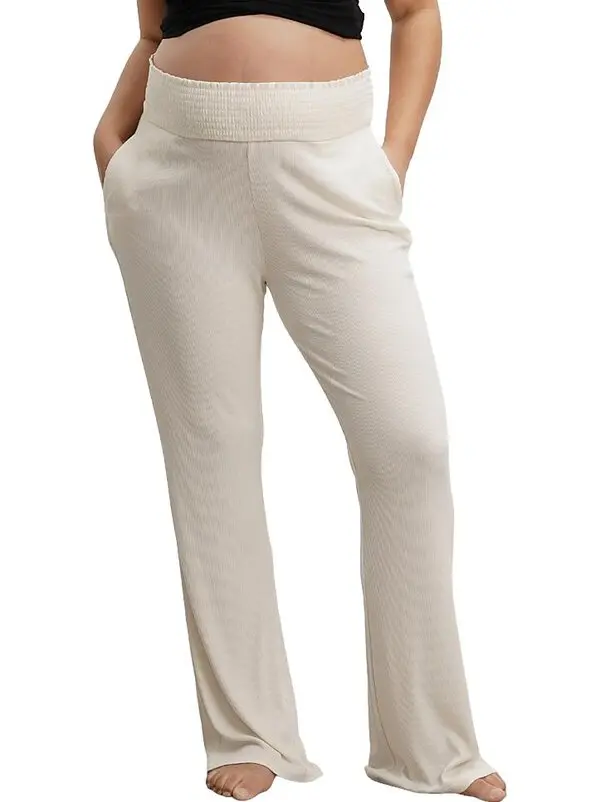 NOM MATERNITY Super Soft Ribbed Pants - Cream