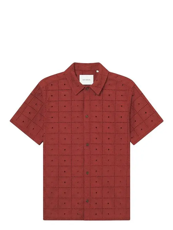 LES DEUX Hector Anglaise Short Sleeve Shirt - Brick