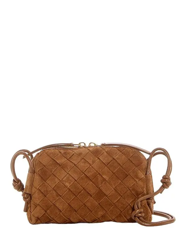 Bottega Veneta Intrecciato Leather Concert Pouch - Amber/gold Suede