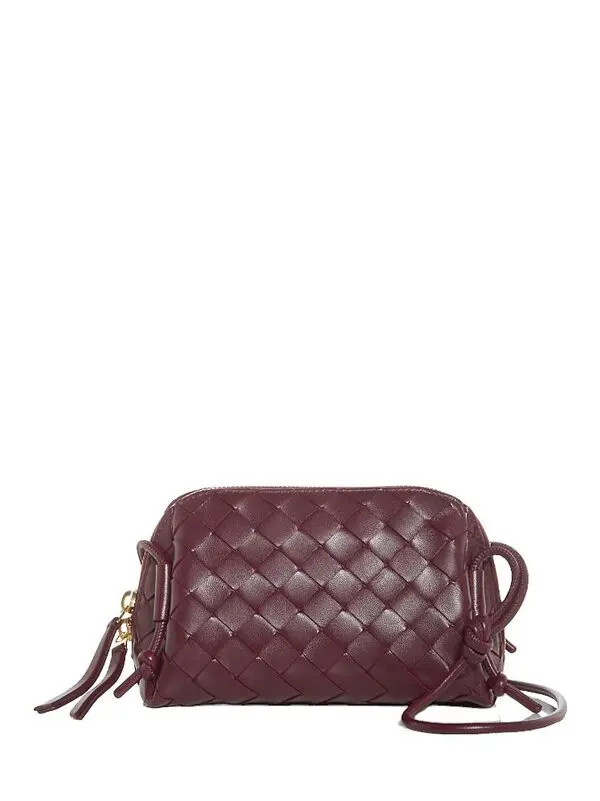 Bottega Veneta Intrecciato Leather Concert Pouch - Barolo/gold