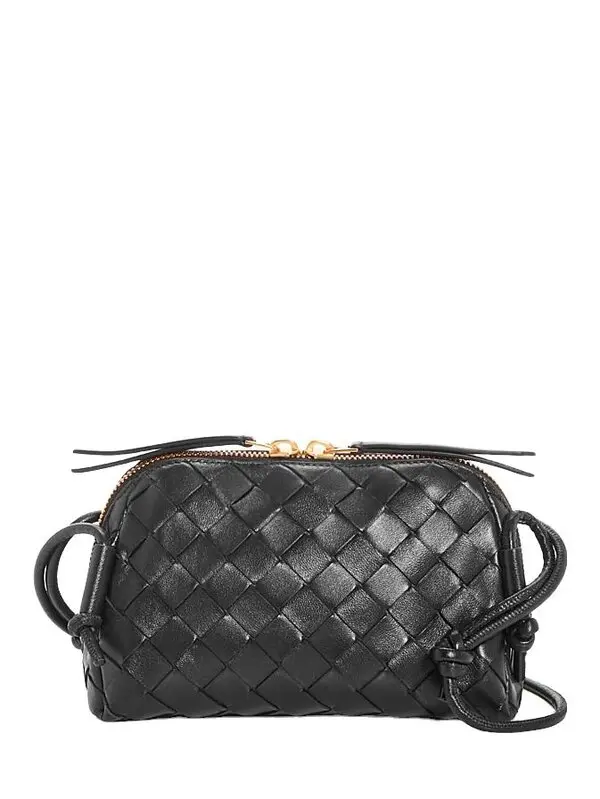 Bottega Veneta Intrecciato Leather Concert Pouch - Black/gold Leather