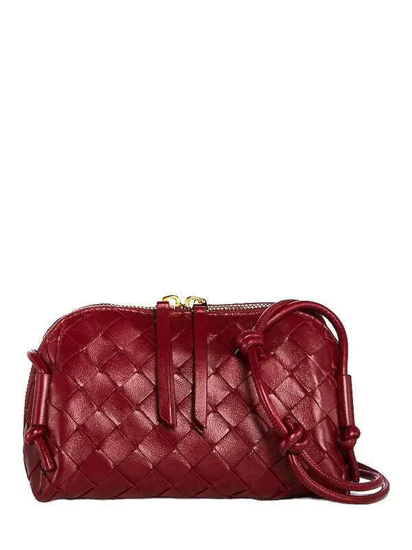 Bottega Veneta Intrecciato Leather Concert Pouch - Lava Red/gold Leather