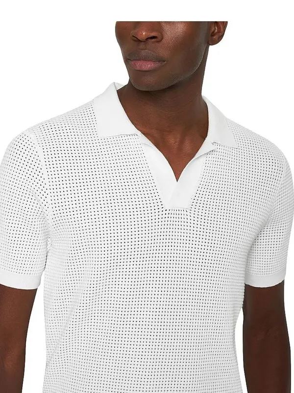 Orlebar Brown Roddy Waffle Knit Mesh Classic Fit Polo Shirt - White