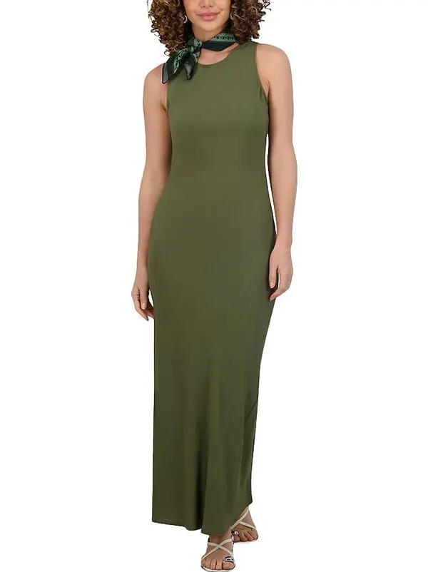 POINT Georgette Column Dress - Palm Leaves
