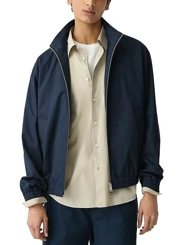 Theory Stand Collar Jacket In Cotton-blend Twill - Baltic
