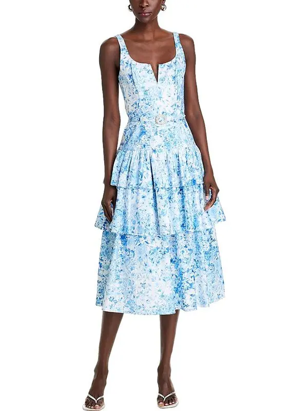 Generation Love Celeste Floral Poplin Midi Dress - Zesty Fl White/blue
