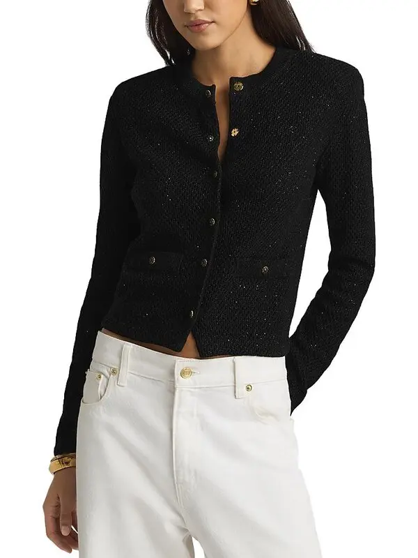 St. John Micro Sequin Cardigan - Black