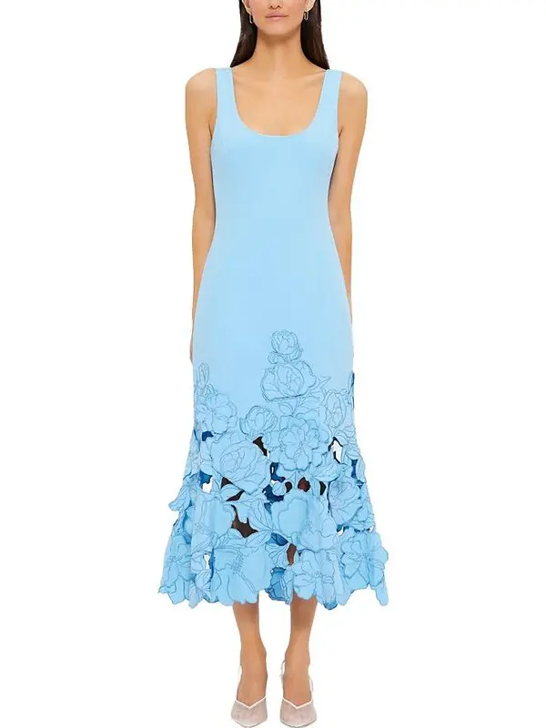 LEO LIN Emily Applique Midi Dress - Cornflower